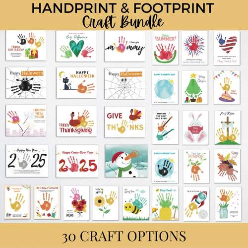 Handprint Craft Bundle| Craft Template | Holiday Activities | TPT