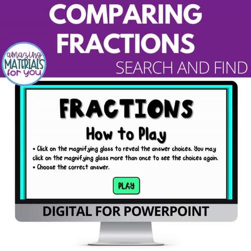 Compare and Order Fractions Digital PowerPoint Search and Find Game