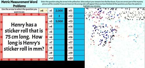 Converting Metric Measurement Word Problems Pixel Art | TpT