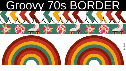 Printable Bulletin Boards - GROOVY 70s BUNDLE BORDERS - Colorful