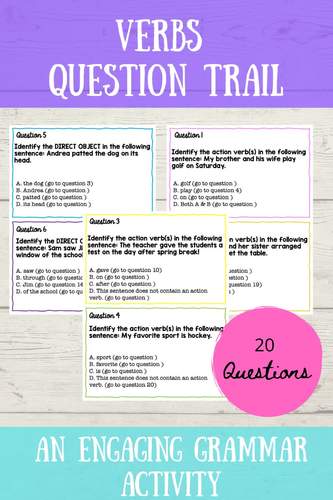 Verbs Review Question Trail- An Engaging Grammar Activity by Oh So ...