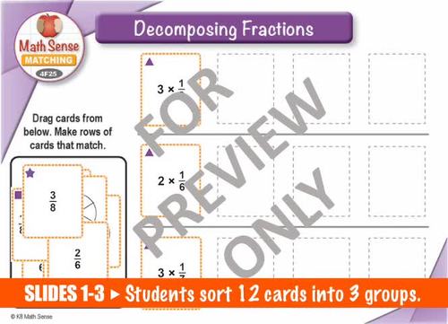 Decomposing Fractions DIGITAL MATCHING: 15 PPT / Google Slides 4F25