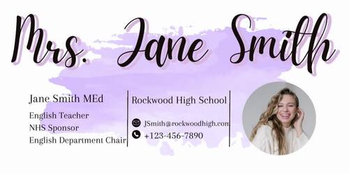 Customizable Canva Watercolor with Photo Animated Teacher Email Signature