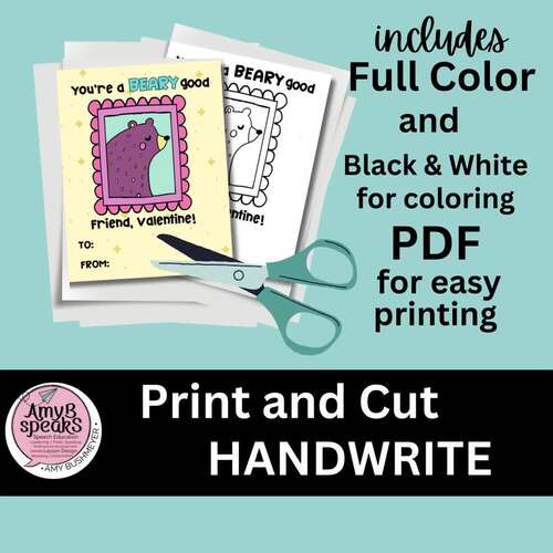 Printable Valentine Cards Teacher to Student | Full Color and BW for ...