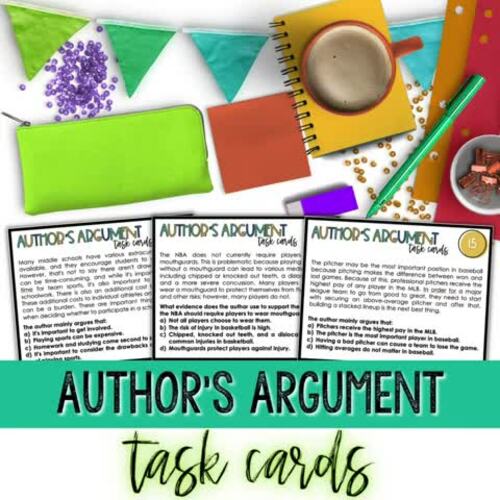 Author's Argument Task Cards - Identifying Author's Claim in ...