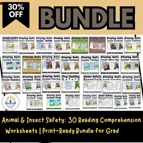 Animal & Insect Safety: 30 Reading Comprehension Worksheets | Print ...
