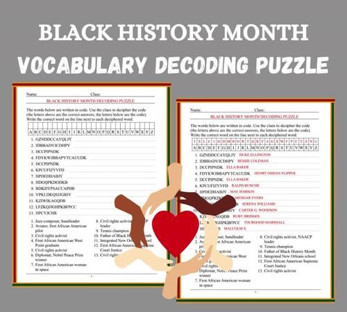 VOCABULARY BLACK HISTORY MONTH FREEBIE: Famous African Americans ...