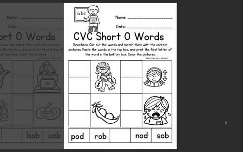 CVC Phonics Worksheets Short O - PreK, UTK, Kindergarten, First Grade ...