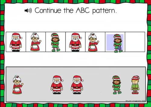 Christmas Patterns Boom Cards™ - ABC AABBCC ABCD Patterns | TPT
