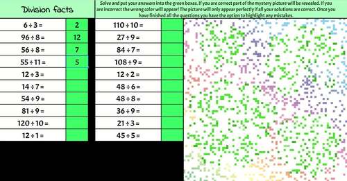 St Patrick's Day Math Pixel Art Division Facts Moving Mystery Picture