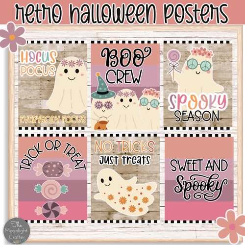 Retro Halloween Poster Set for October Bulletin Board | TPT