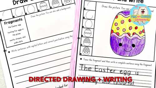 Easter~ Directed Drawing & Writing - Fragments + Sentences | TPT
