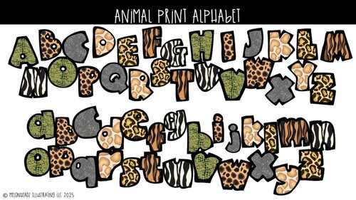 Animal Print Alphabet clip art, ABCs clip art, Letters clip art COMBO PACK