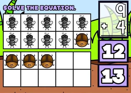 Boom Cards: Spring Bugs Addition Within 20 | Ten Frame | Facts to 20