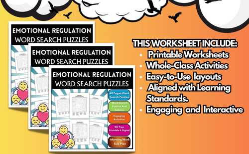 Emotional Regulation Word Search Activities Morning Work 4th,5th,6th ...