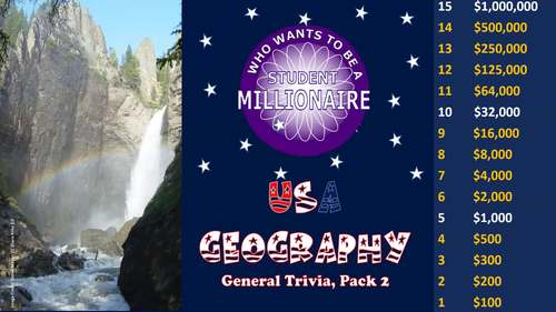 Who wants to be a student millioniare: USA Geography (pack 2) | TPT
