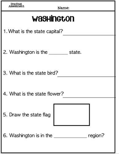 Washington Worksheets, 50 States, Special Education by All About SPED