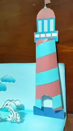 Lighthouse Activities Crafts 2D Model Sea Summer Dolphine Wave Boat