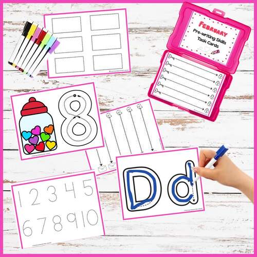 Valentine’s Pre-Writing Task Cards for Pre-K | Fine Motor Centers