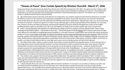 Cold War Primary Sources (Iron Curtain Speech, Truman Doctrine ...