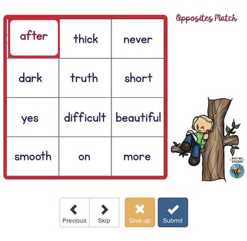 Antonyms Game Boom Cards Opposites set 5 by Busy Bee Studio | TPT