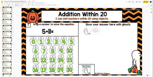 Halloween Math Games Addition Within 20 Worksheets - Fall Activities