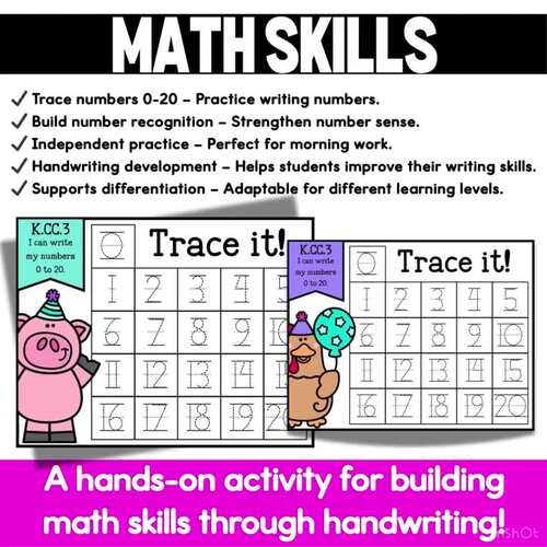 Number Formation Handwriting Practice Bundle Numbers 0–20 (Kindergarten)