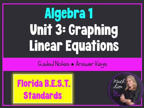 Algebra 1 Florida BEST Standards Unit 3 Graphing Linear Equations ... Algebra 1 Florida BEST Standards Unit 3 Graphing Linear Equations ...
