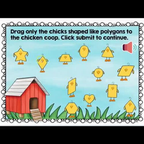 Easter Fractions and Geometric Shapes with Audio Options Boom Cards Bundle