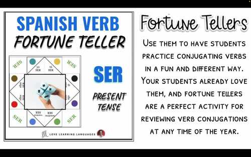 Spanish verb SER PRESENT TENSE conjugation - Fortune teller - Cootie ...