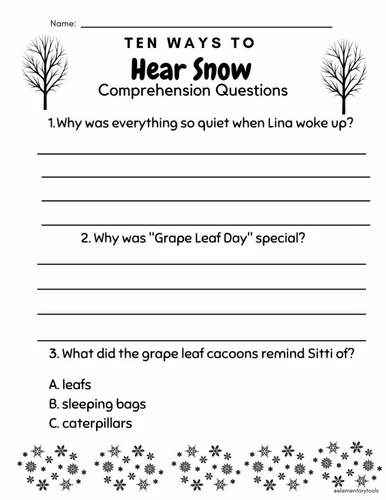 Ten Ways To Hear Snow Reading Pack by Elementary Tools | TPT