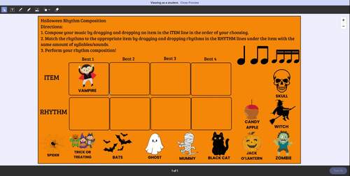 Halloween Rhythm Composition Cut & Paste Activity with EASEL OPTION! NO ...