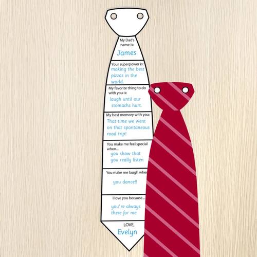 Father's Day Tie Gift, Dad Tie Paper, Questionnaire, All About My Dad ...