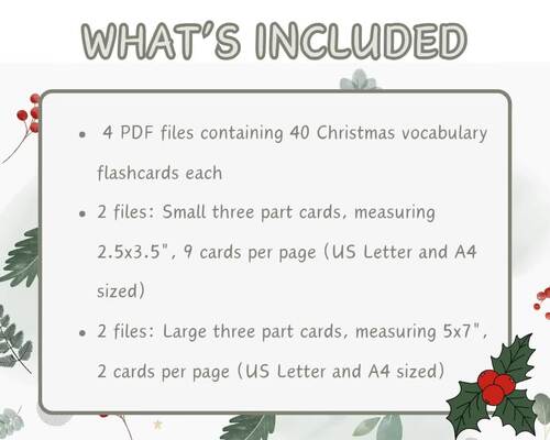 40 Christmas Vocabulary Flashcards | Preschool Hoomeschool Montessori ...
