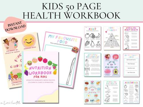 Kids Health and Nutrition Workbook 50 Pages by Alex Bovell | TPT