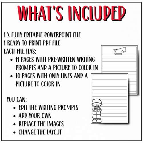 First Responders Writing Prompts | PDF & Editable PowerPoint Activities