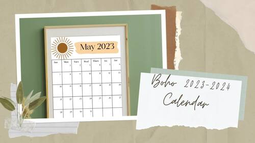 April 2023-March 2024 Calendar Boho sun, minimalist, neutral Digital Files