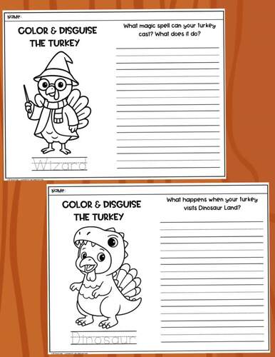 Turkey in Disguise Writing & Coloring Pages | Thanksgiving Activity for K-3