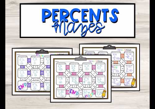 Percents Mazes by Shore Mathletics | TPT