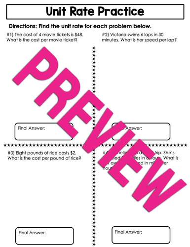 Unit Rates Notes and Practice EDITABLE by The Mix and Match Class