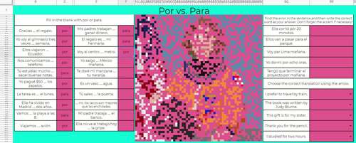 Por y Para Digital Mystery Picture Spanish Pixel Art Digital Activity ...