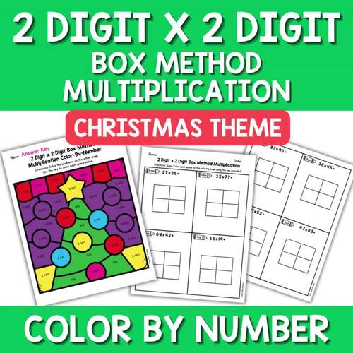 Christmas 2 Digit by 2 Digit Multiplication Box Method Color by Number ...