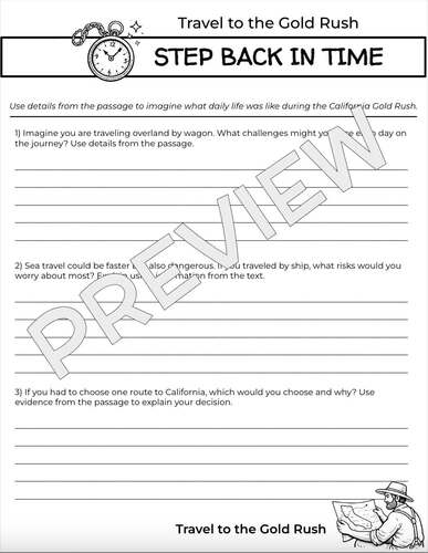 California Gold Rush Unit: Reading Comprehension & Reflection Prompts ...