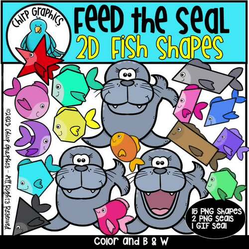 Feed the Seal 2D Fish Shapes Clip Art Set by Chirp Graphics | TPT