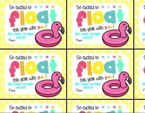 Floaty Beginning of Year Gift Tag- So excited to float through this ...