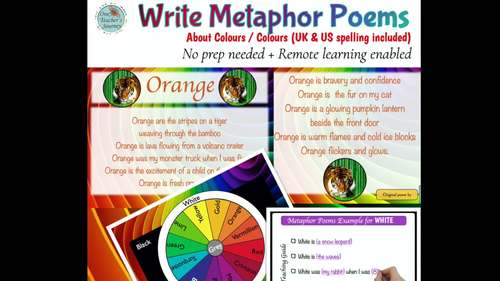 METAPHOR POEMS guided lesson plan for POETRY WRITING 3rd-6th grade