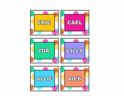 Bright Nametags, Editable Name Plates, Book Bin Labels,Editable Cubby ...