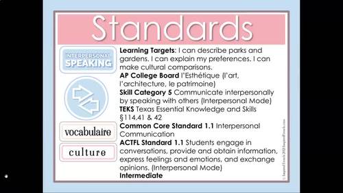 French Paris Park Garden Interpersonal Speaking Performance Task ...
