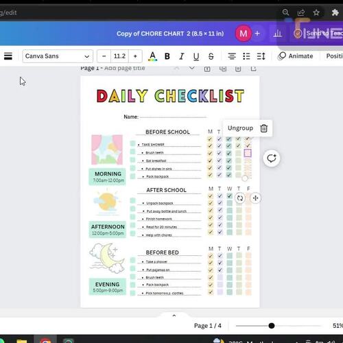 Editable chore chart for multiple Kids daily checklist canva, Daily ...