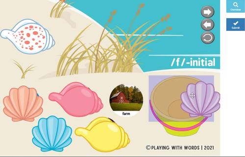 Seashells for F Articulation - Summer Speech Therapy Games - BOOM CARDS™